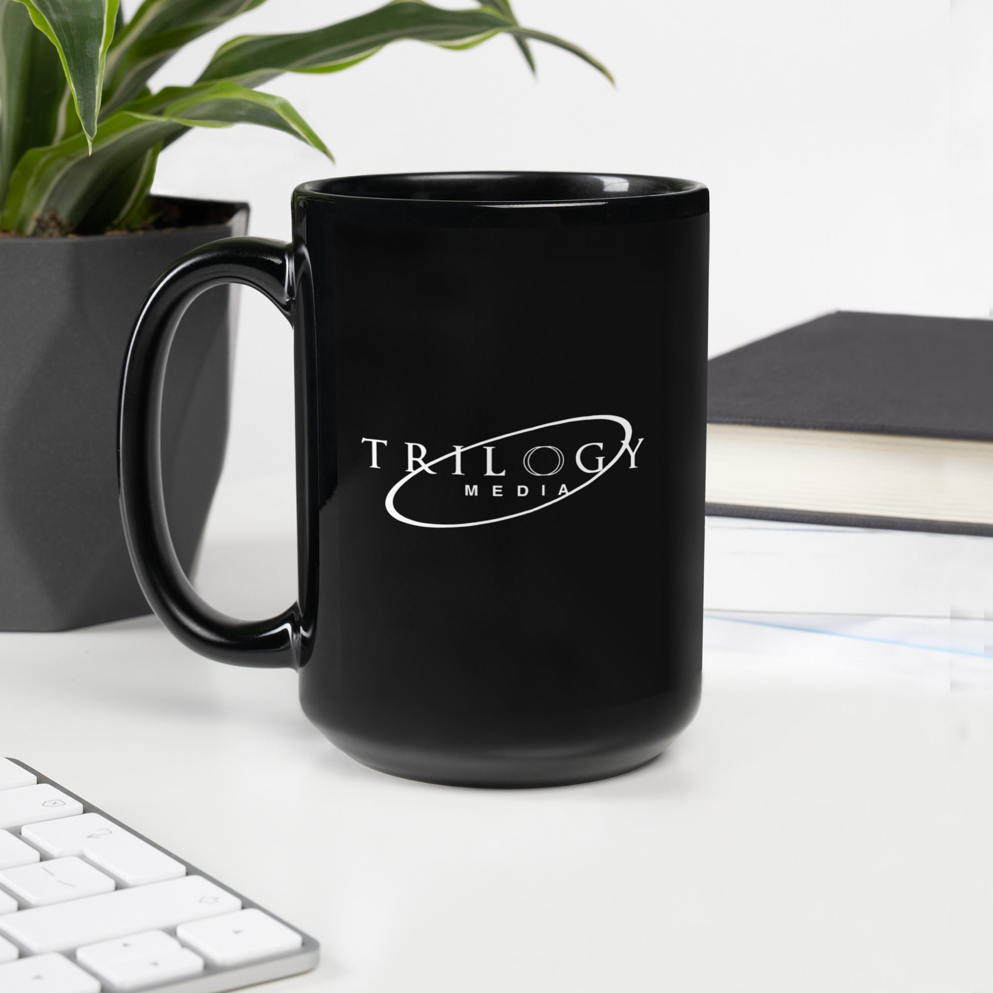 Trilogy Media Logo | Black Glossy Mug – Trilogy Media Inc
